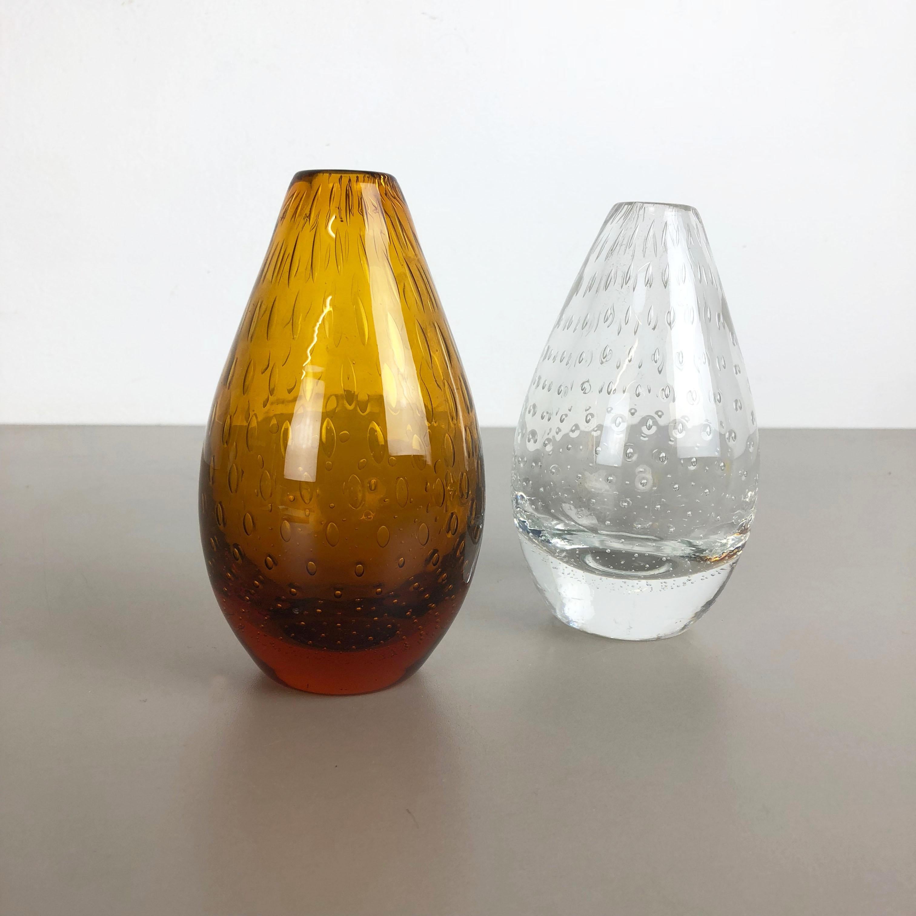 Set of 2 Vintage Bubble Glass Vase by Hirschberg, Germany, 1970s For ...