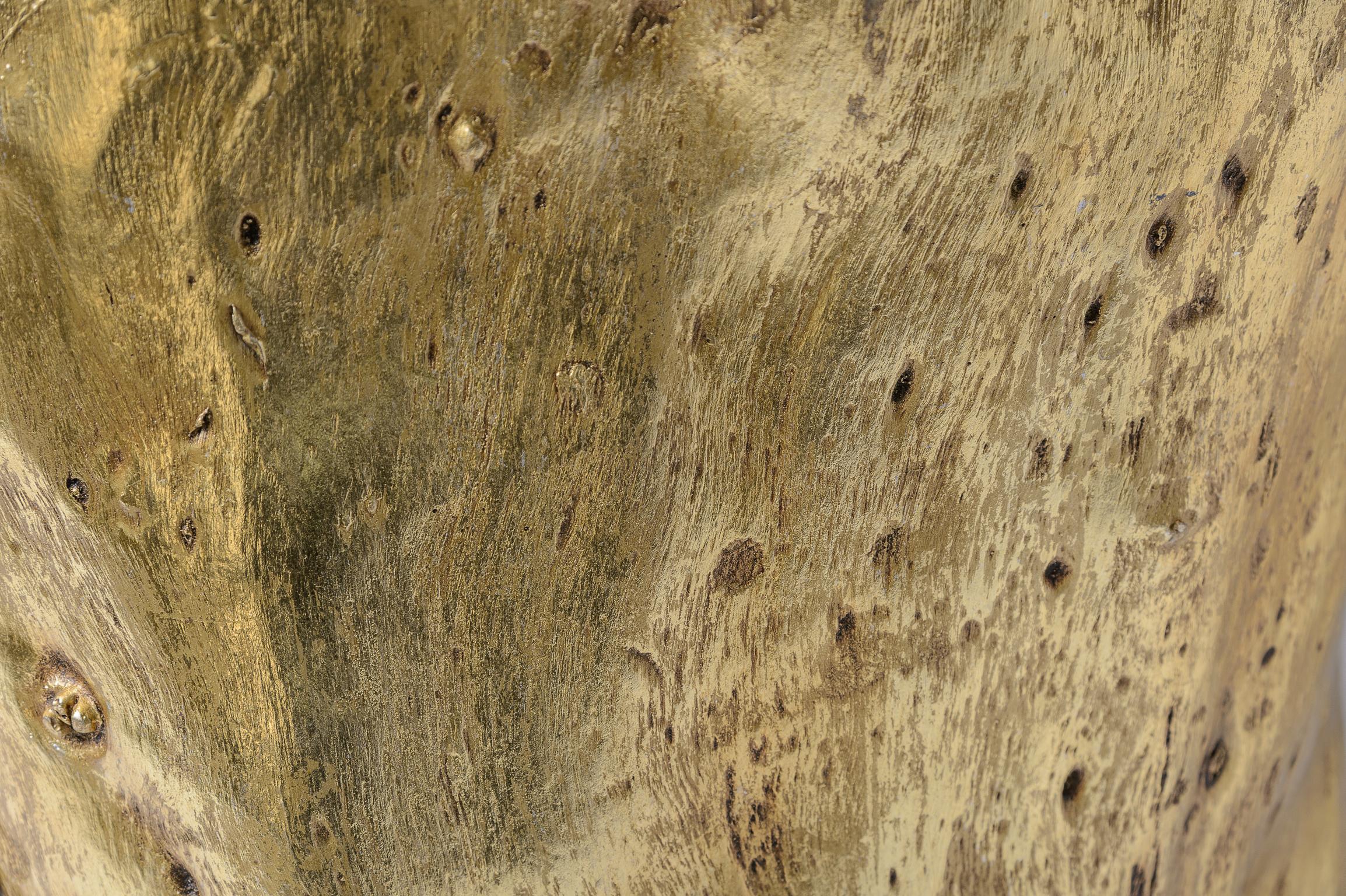 Set of 2 Vintage Gold Leaf Cast Resin Tree Stump Stools, Side Tables ...