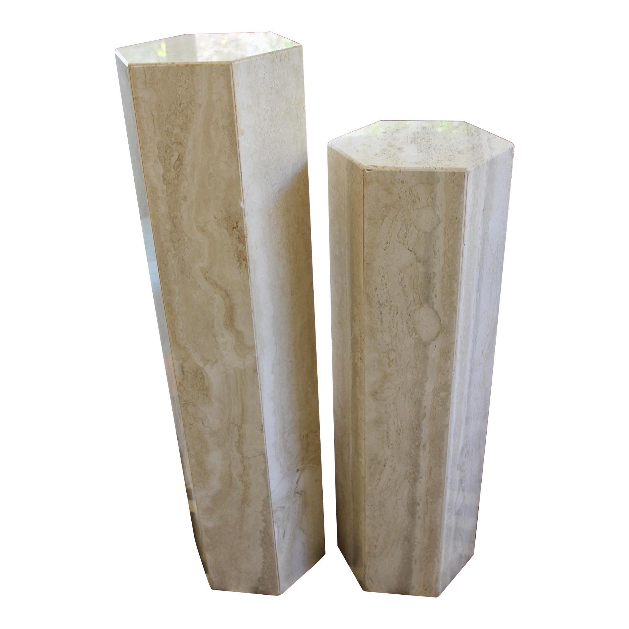 Set of 2 Vintage Italian Marble Pedestals For Sale at 1stDibs