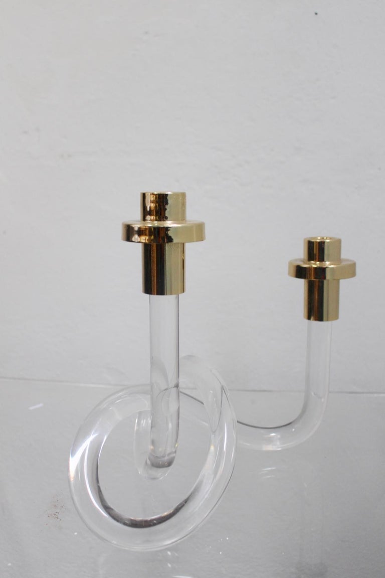 Pair of Midcentury Pretzel Lucite Candlesticks by Dorothy Thorpe, 1960s ...