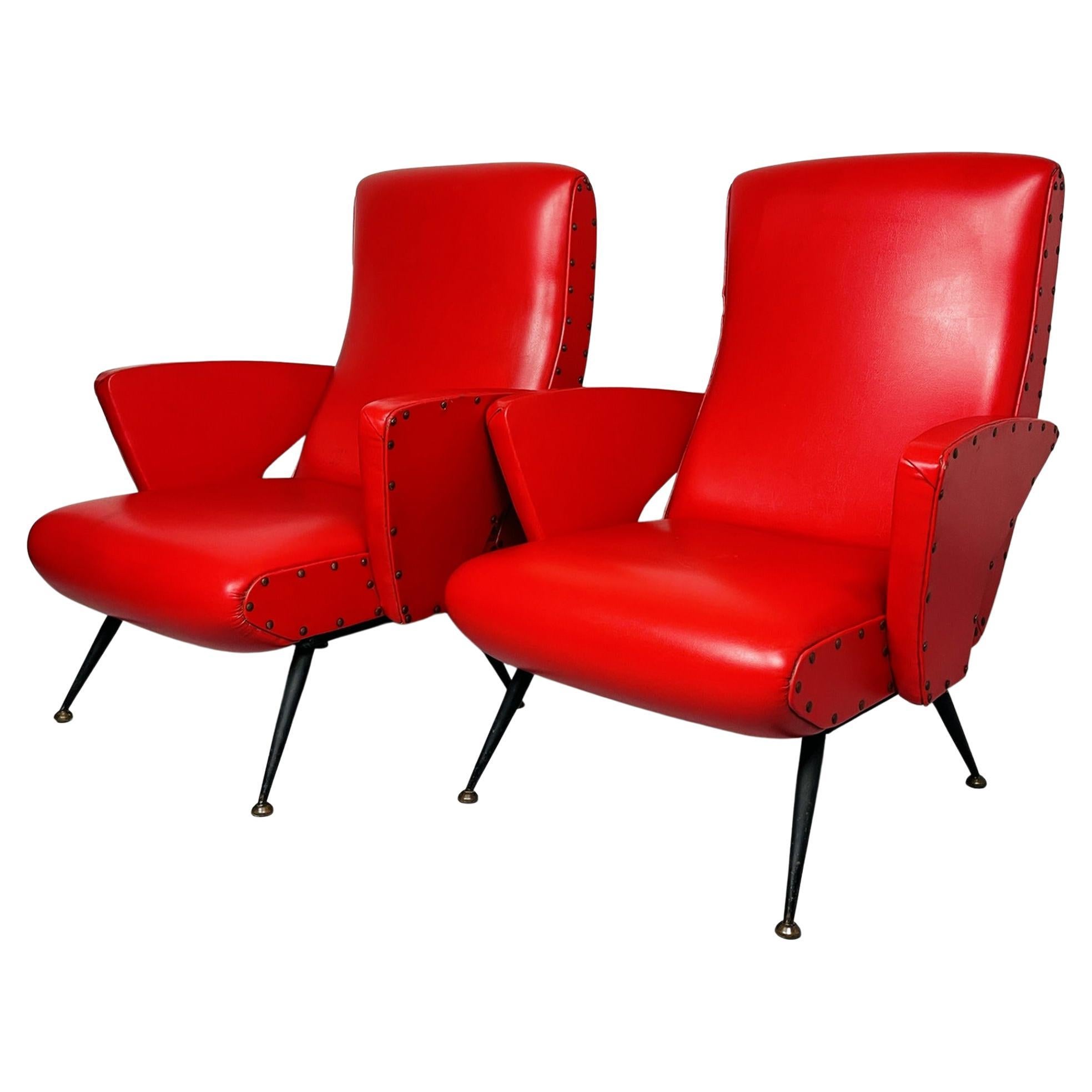 Set of 2 Lounge Chairs and Coffee Table by Anonima Castelli Italy 1950s ...