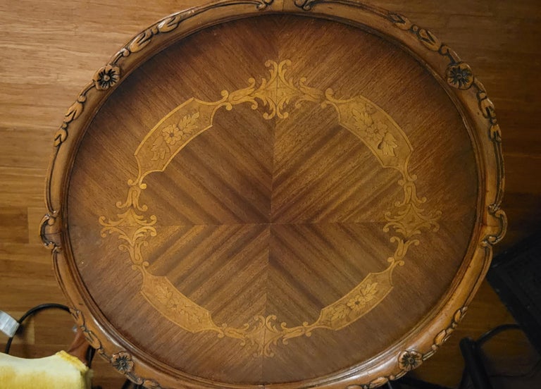 Set of '2' Weiman Heirloom Walnut Hand-Carved Tables with Inlays and ...