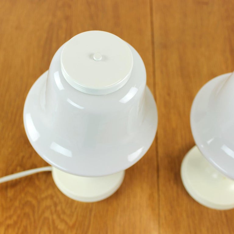 Set of 2 White Opaline Glass Table Lamps, Opp Jihlava, Czechoslovakia ...
