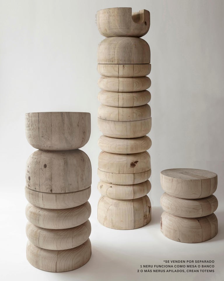 Set of 2 Wood Neru Stools by Rebeca Cors For Sale at 1stDibs