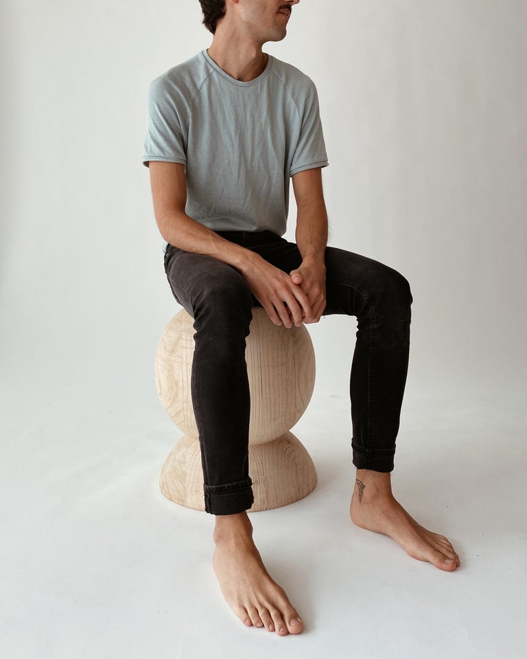 Set of 2 Wood Neru Stools by Rebeca Cors For Sale at 1stDibs