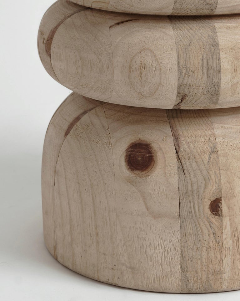 Set of 2 Wood Neru Stools by Rebeca Cors For Sale at 1stDibs