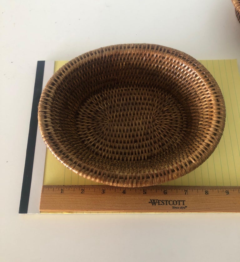 Set of '2' Woven Rattan Oval Baskets For Sale at 1stDibs
