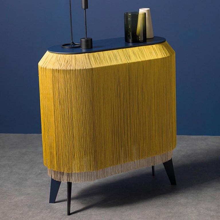 Set of 2 Yellow Gold Fringe Side Tables Nightstand, Made in France For ...