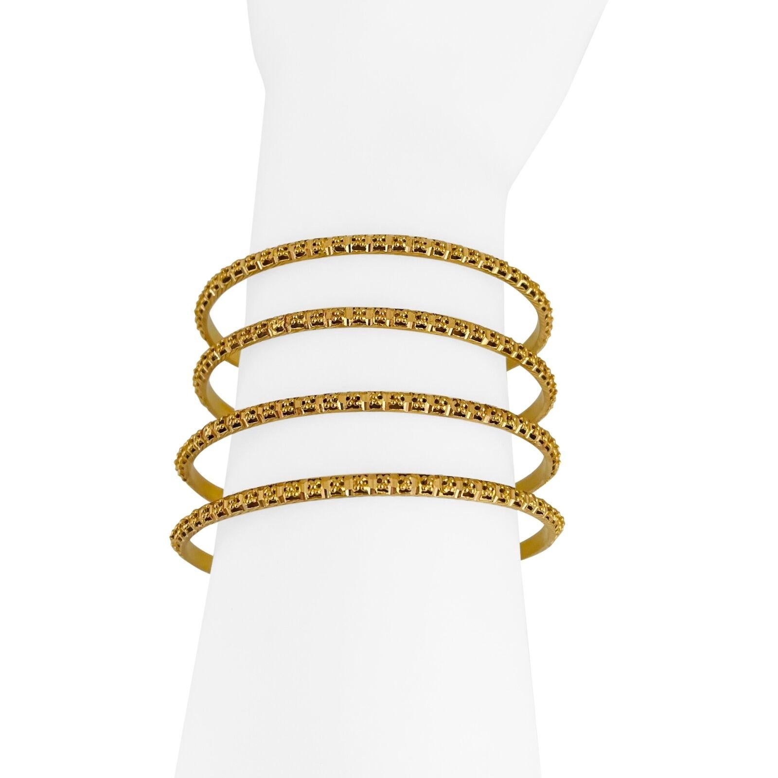 Set of 22 Karat Yellow Gold Solid Fancy Beaded Bangle Bracelets For ...