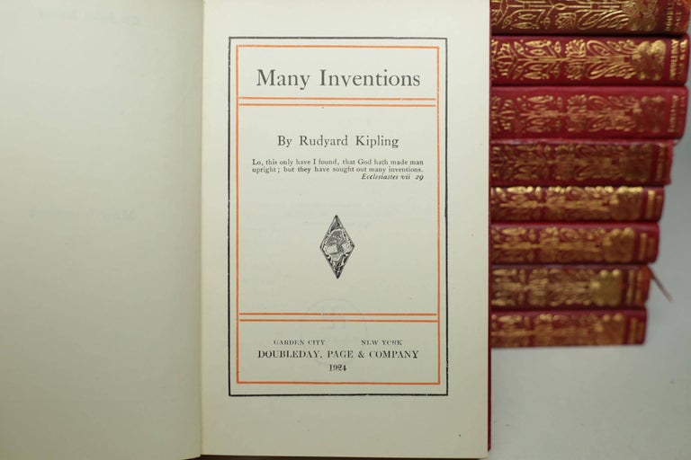 Set of 22 Red Leather Bound/Gold Trim Rudyyard Kipling Novels Pub, 1909 ...