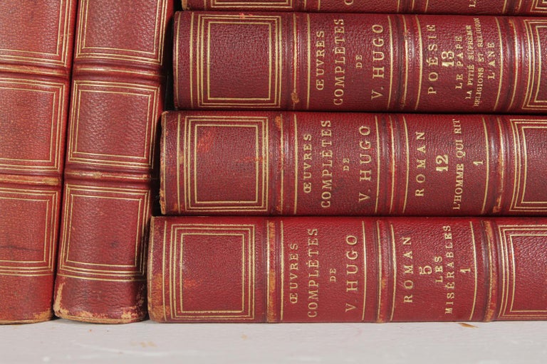 Set of 23 Victor Hugo Leather Bound Books, France, 1890s at 1stDibs
