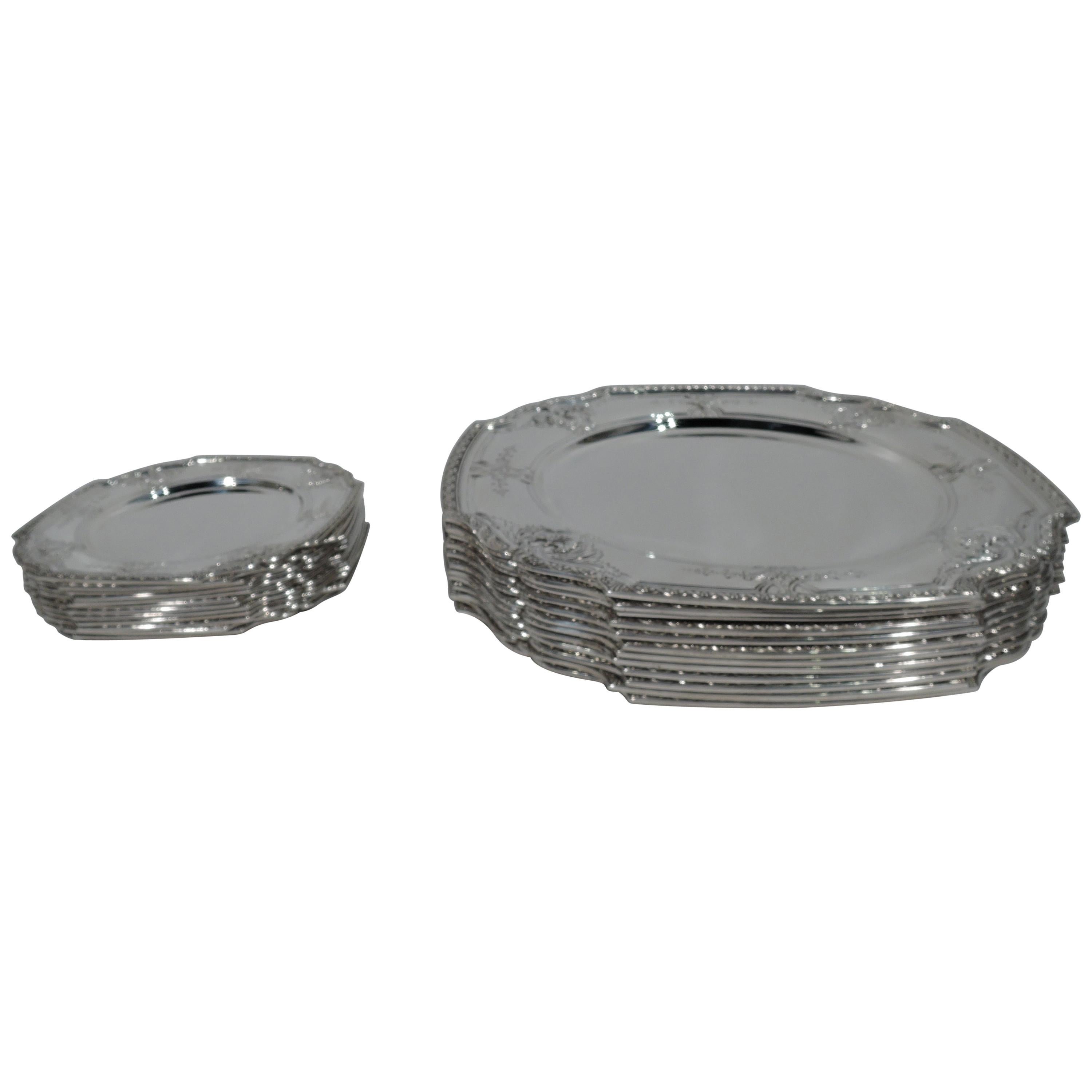 Set of 24 Tiffany Sterling Silver Dinner and Bread and Butter Plates ...