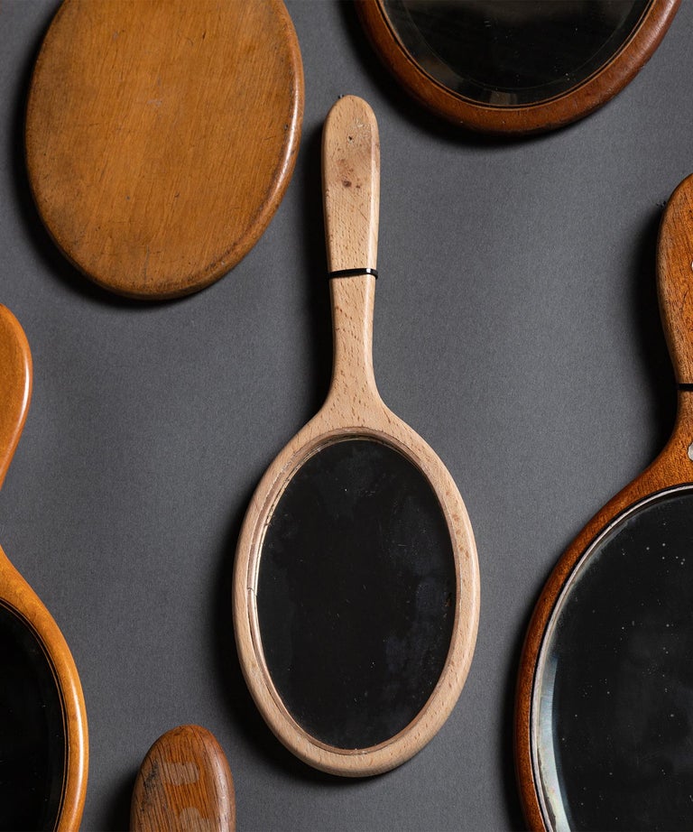 Set of (28) Wooden Hand Mirrors, England circa 1880 For Sale at 1stDibs