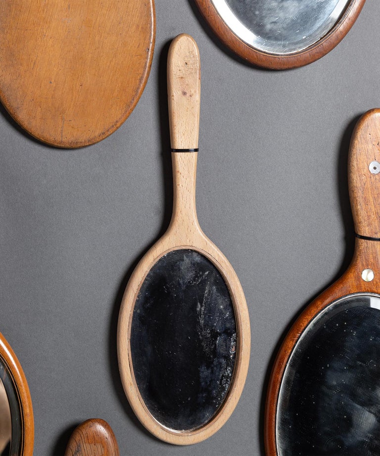 Set of (28) Wooden Hand Mirrors, England circa 1880 For Sale at 1stDibs