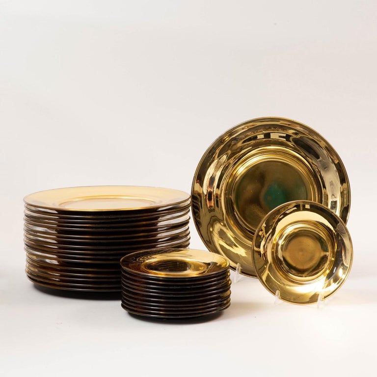 Set of 29 Gold Glass Plates For Sale at 1stDibs