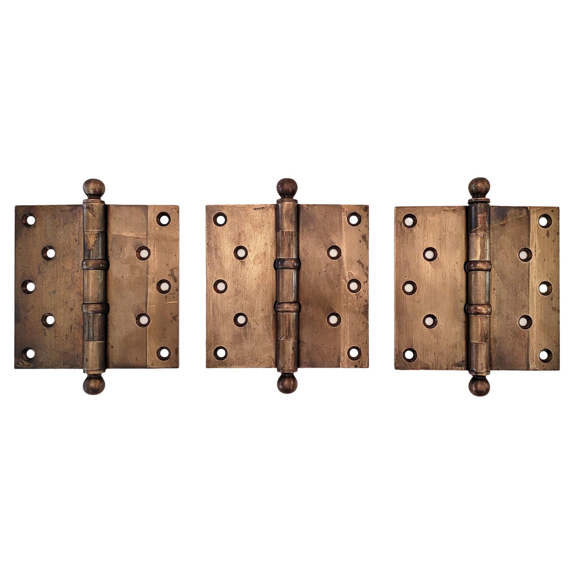 Set of 11 1920s McKinney Antique Brass Door Hinges For Sale at 1stDibs