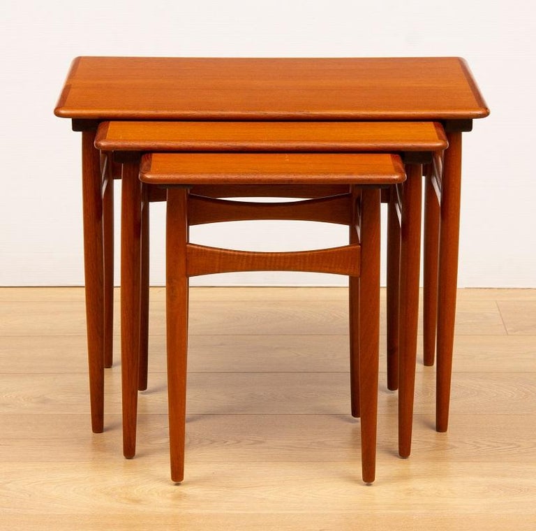 Set of 3 1960s Midcentury Danish Teak Nesting Tables by Poul Hundevad ...