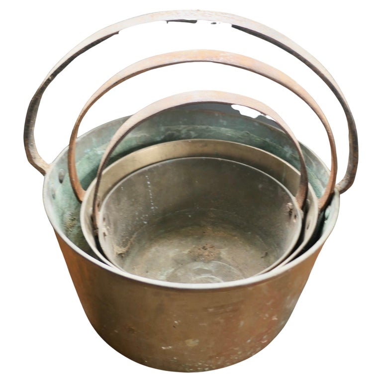 Set of 3 19th Century Brass Preserving Pans or Cooking Pots For Sale at ...