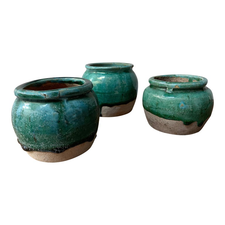 Set of 3 19th Century Chinese Ginger Pots For Sale at 1stDibs