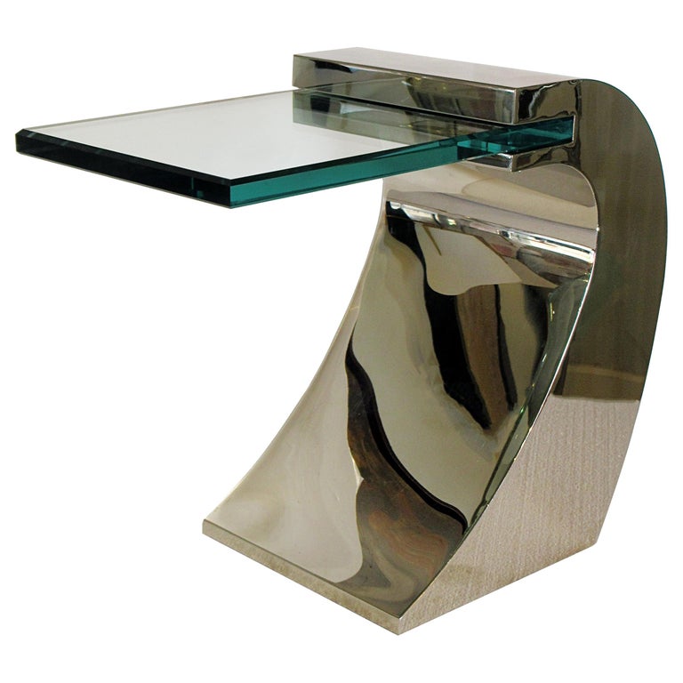 Pace Collection Polished Chrome and Glass Side Table, 2 available at ...