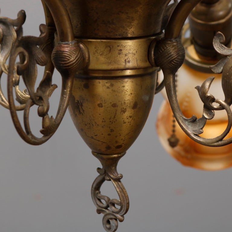 Set of 3 Antique French Louis XIV Style Brass 4-Light Chandeliers ...
