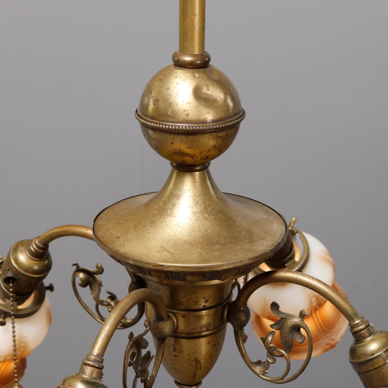 Set of 3 Antique French Louis XIV Style Brass 4-Light Chandeliers ...