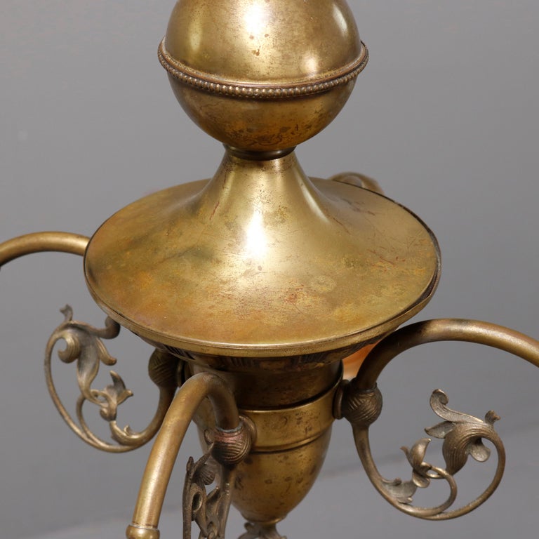 Set of 3 Antique French Louis XIV Style Brass 4-Light Chandeliers ...