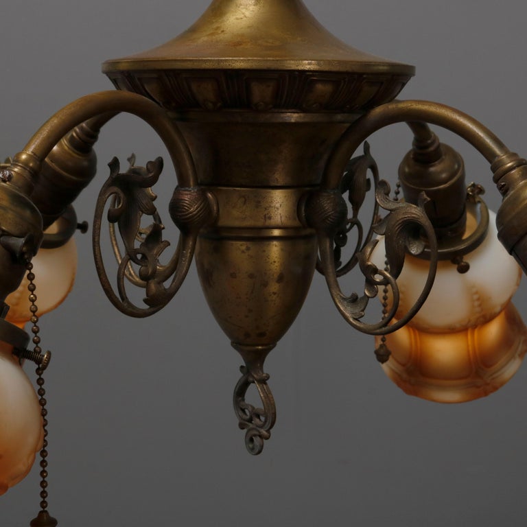 Set of 3 Antique French Louis XIV Style Brass 4-Light Chandeliers ...