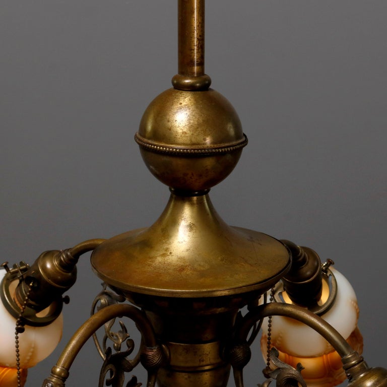 Set of 3 Antique French Louis XIV Style Brass 4-Light Chandeliers ...