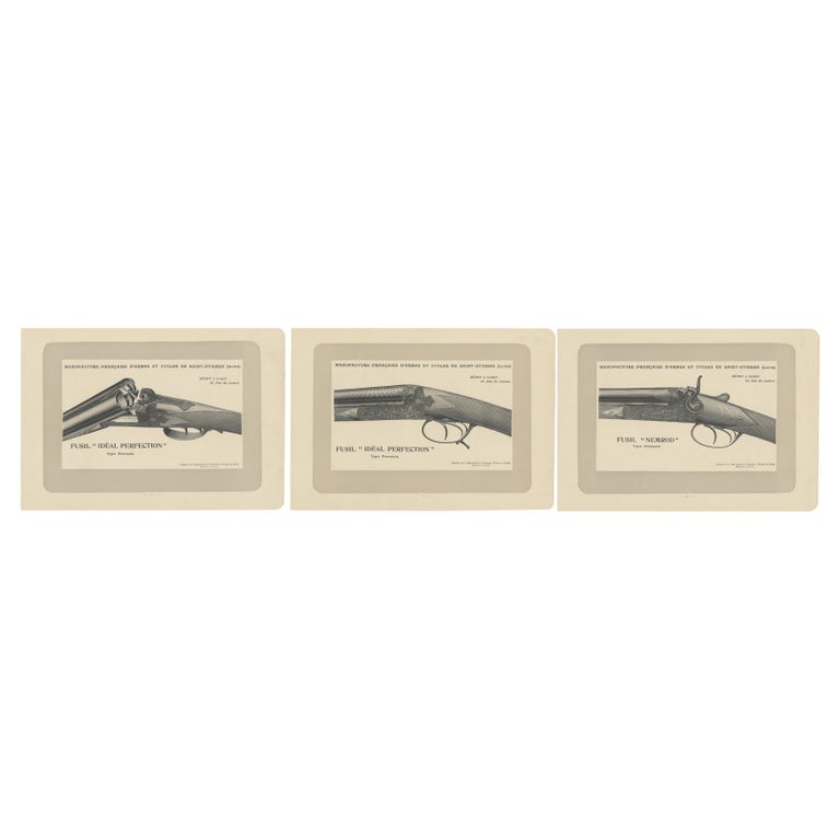 Set of 3 Antique Gun Prints by Mahler '1907' For Sale at 1stDibs