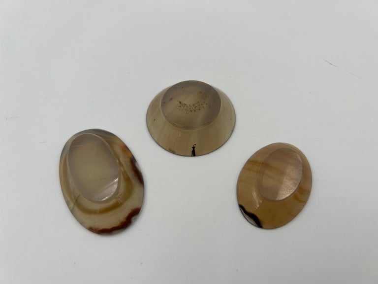 Set of 3 Antique Hand Carved Russian Agate Open Salt Dishes For Sale at ...