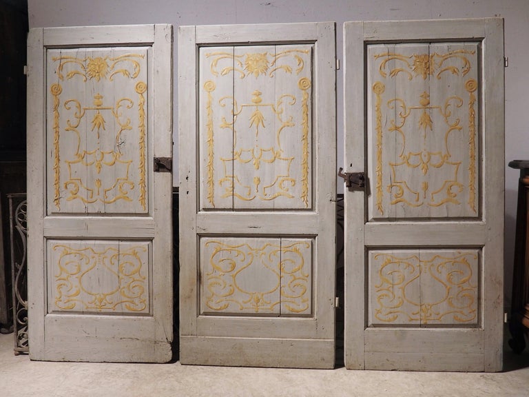 Set of 3 Antique Italian Painted Oak Interior Doors, Circa 1850 at 1stDibs