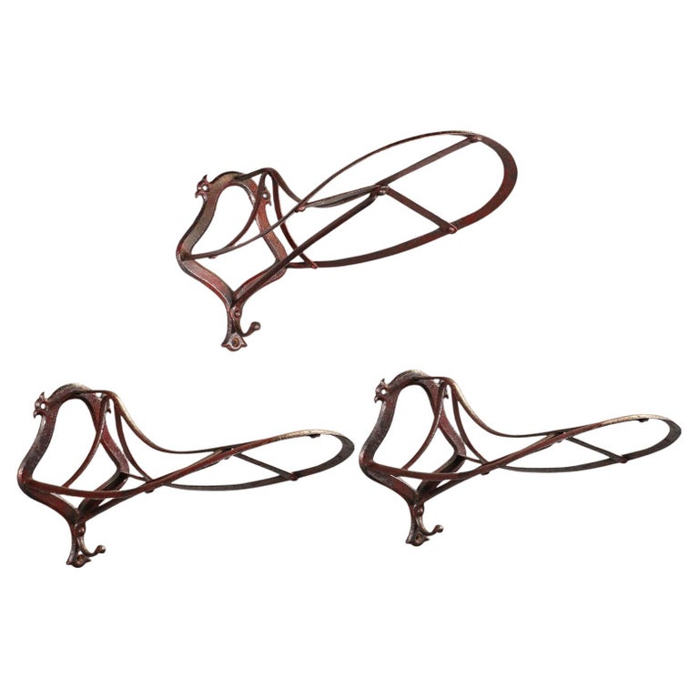 Set of 3 Antique Saddle Racks, English, Iron, Wall Mount, Equestrian ...