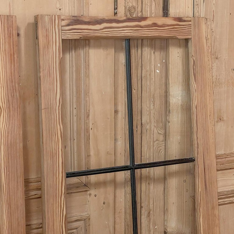 Set of 3 Antique Solid Pine Windows with Hand-Rolled Glass For Sale at ...