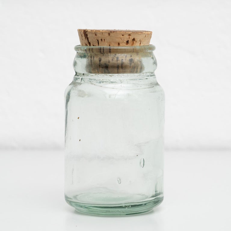 Set of 3 Antique Spanish Glass Container, circa 1950 For Sale at 1stDibs