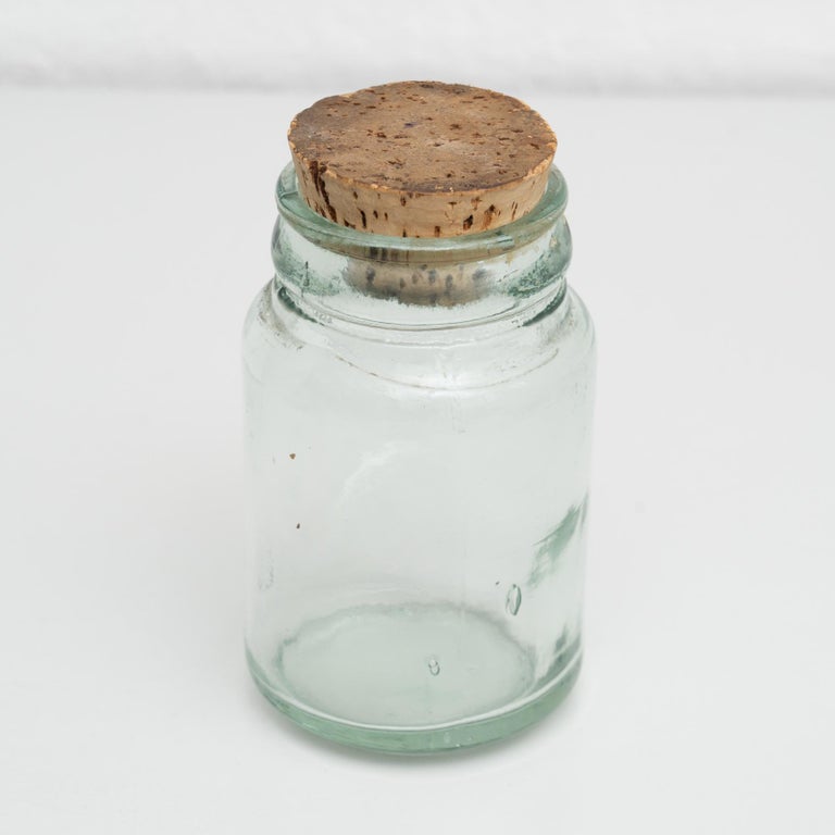Set of 3 Antique Spanish Glass Container, circa 1950 For Sale at 1stDibs