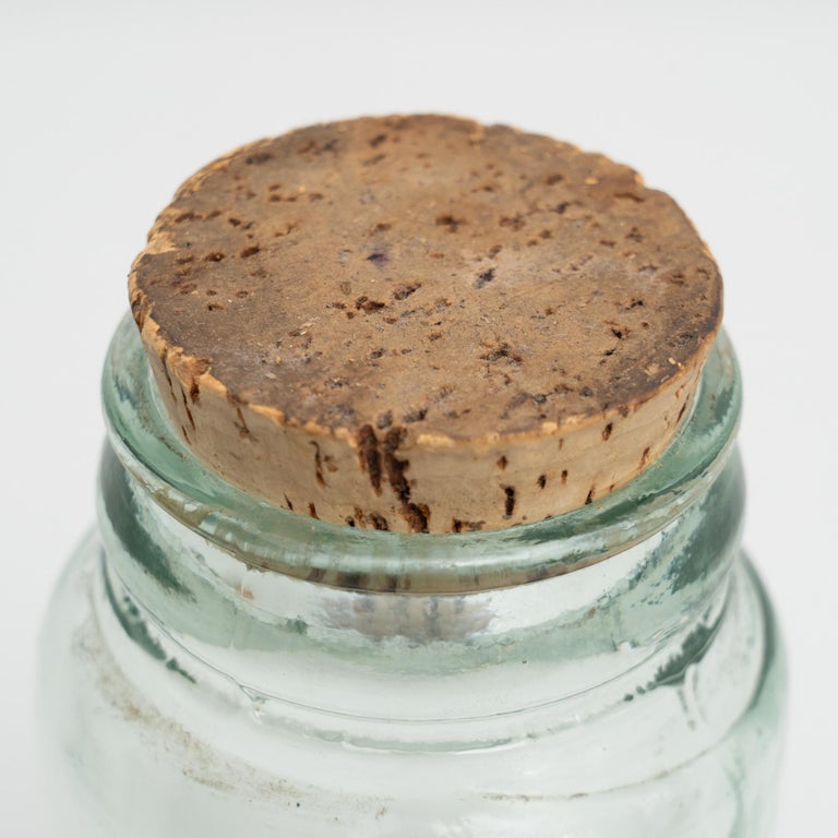 Set of 3 Antique Spanish Glass Container, circa 1950 For Sale at 1stDibs
