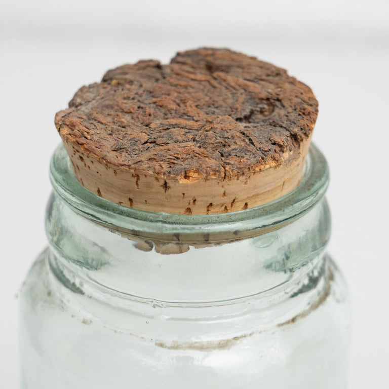 Set of 3 Antique Spanish Glass Container, circa 1950 For Sale at 1stDibs