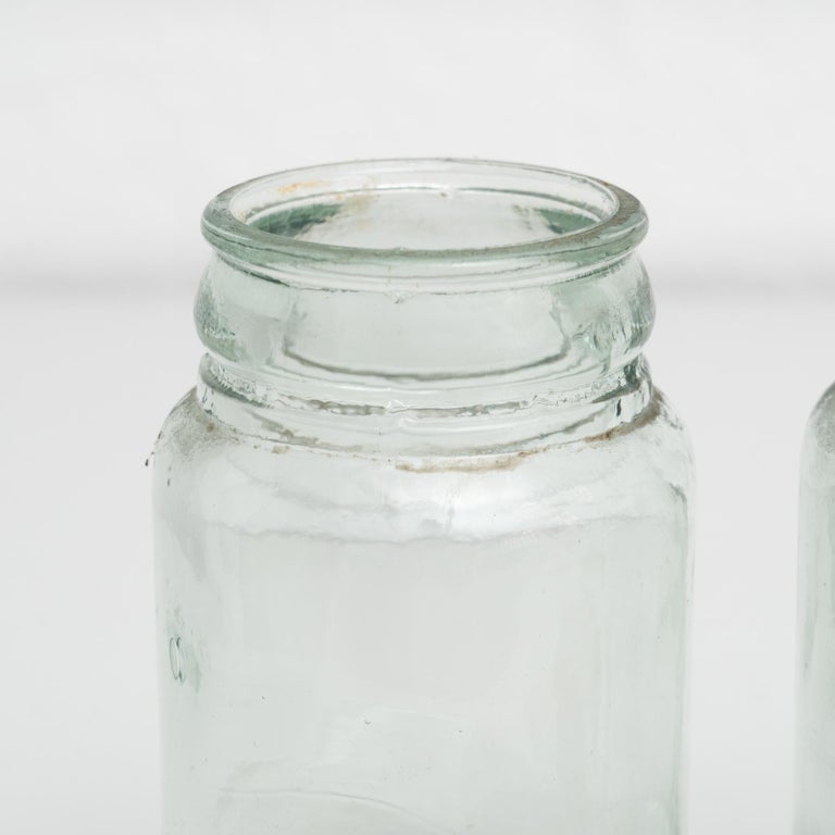 Set of 3 Antique Spanish Glass Container, circa 1950 For Sale at 1stDibs