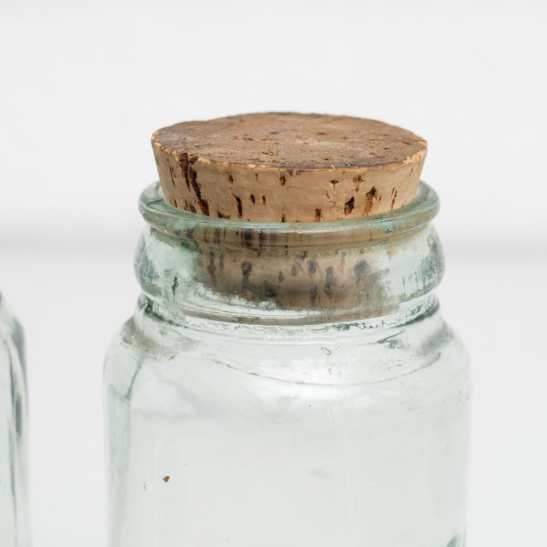Set of 3 Antique Spanish Glass Container, circa 1950 For Sale at 1stDibs