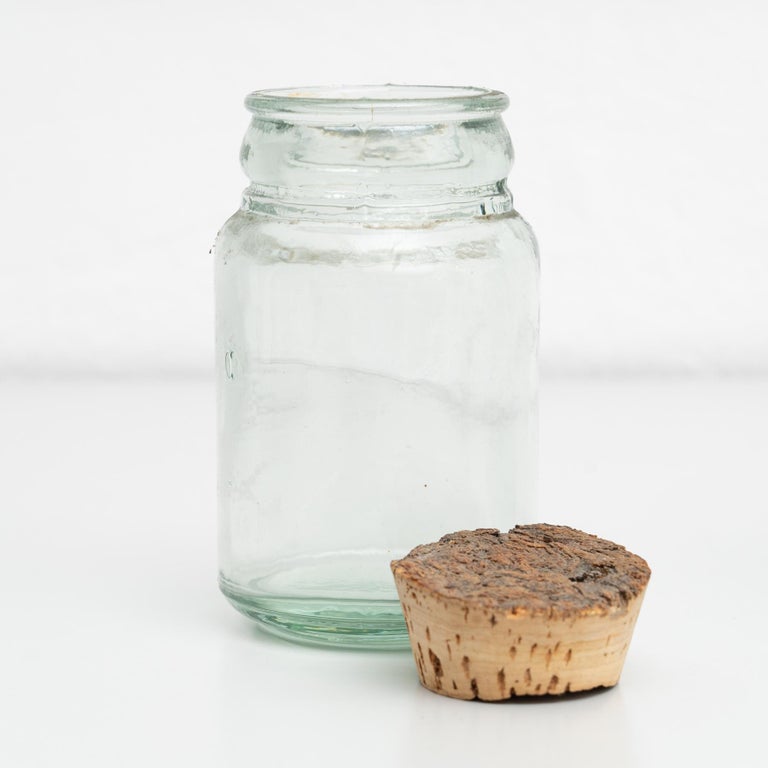 Set of 3 Antique Spanish Glass Container, circa 1950 For Sale at 1stDibs