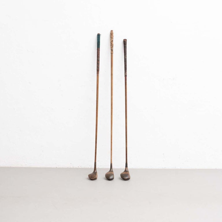 Set of 3 Antique Wood Golf Clubs, circa 1930 For Sale at 1stDibs