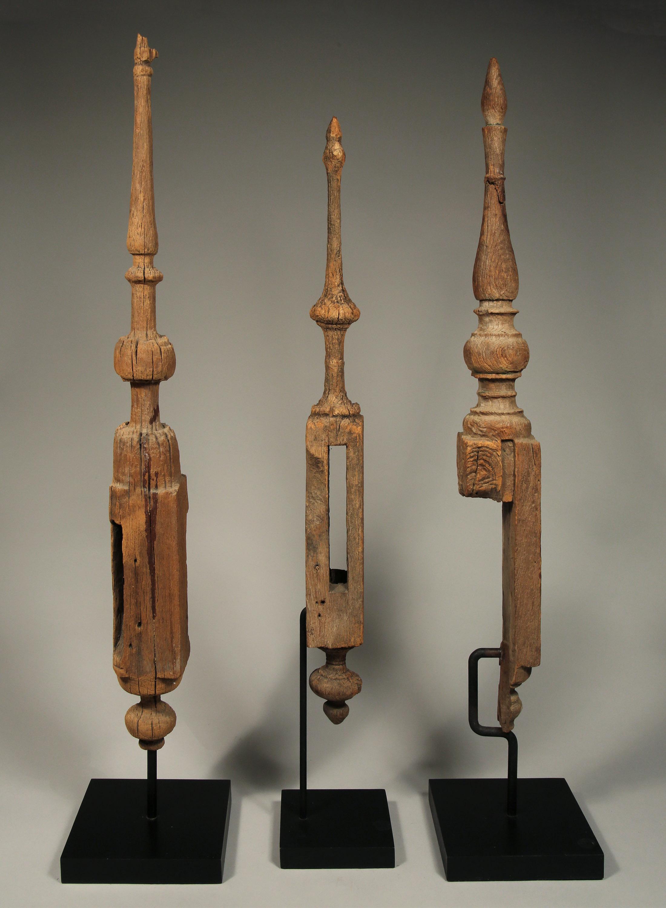 Set of 3 Architectural Temple Roof Finials from Thailand, circa 19th ...