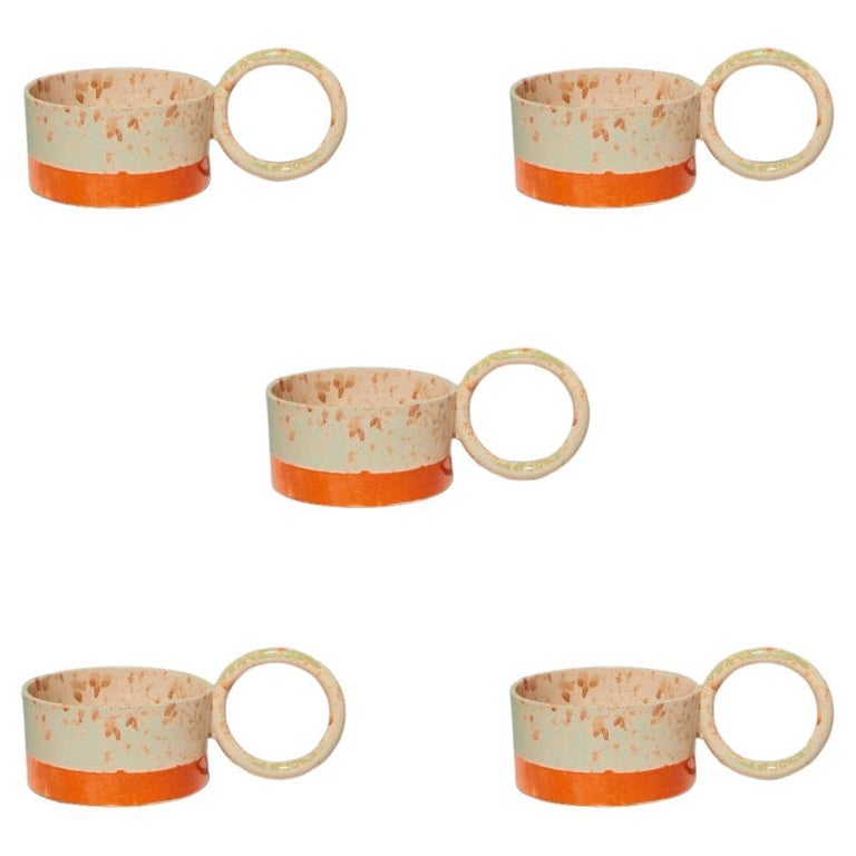Set of 3 Beige and Orange Baub Cups by KLO For Sale at 1stDibs