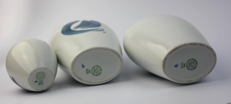 Set of 3 Bing and Grøndahl Vases Abstract Hand Painting and Stoneware ...