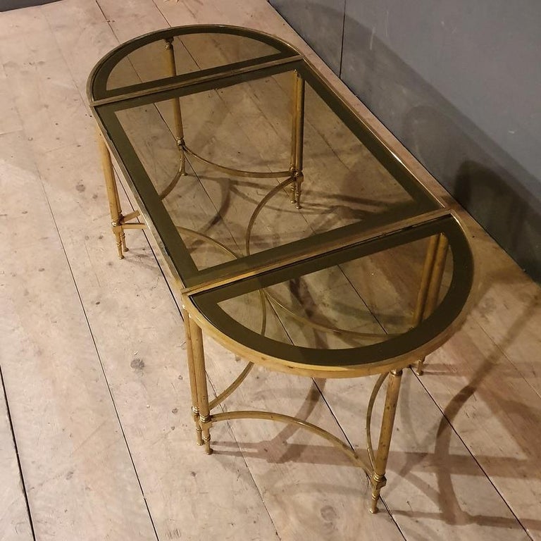 Set of 3 Brass and Glass Tables at 1stDibs