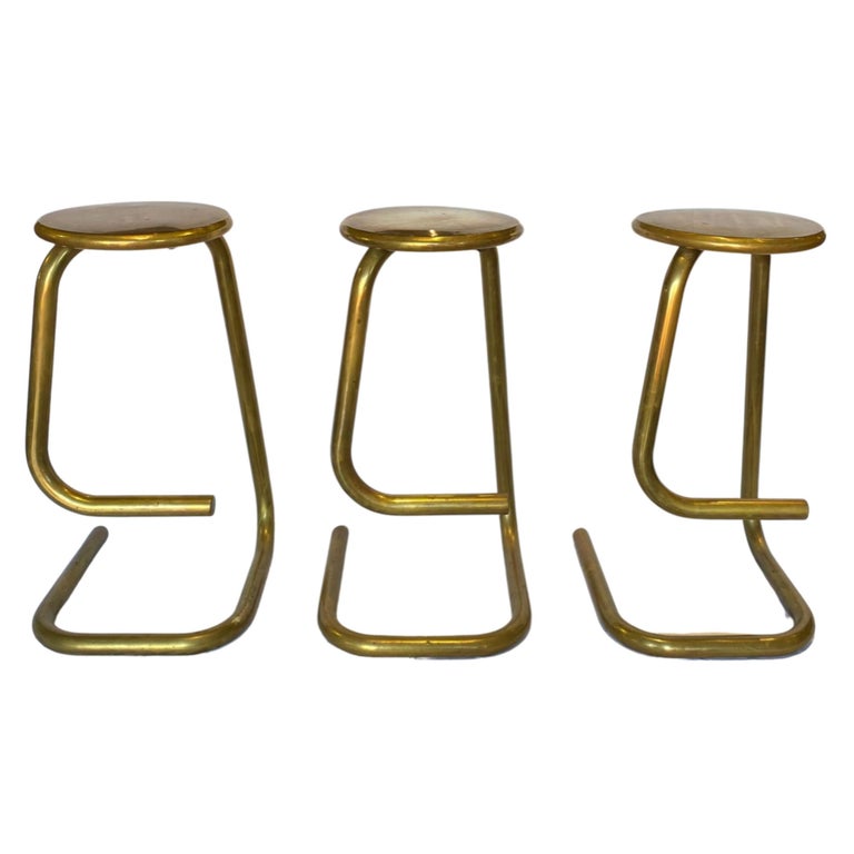 Set of 3 Brass Paperclip Bar Stools by Kinetics Furniture For Sale at ...