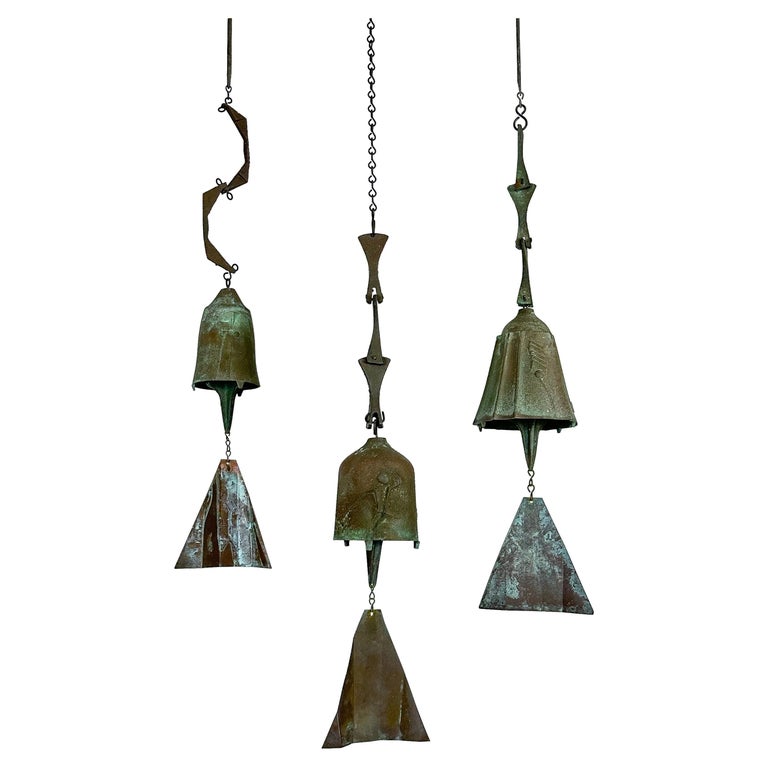 Set of 3 Bronze Bells / Wind Chimes by Paolo Soleri for Arcosanti For ...