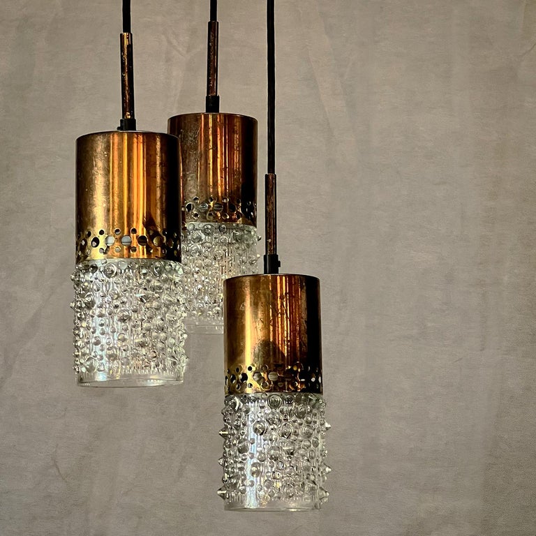 Set of 3 Brutalist Pendant Lights For Sale at 1stDibs