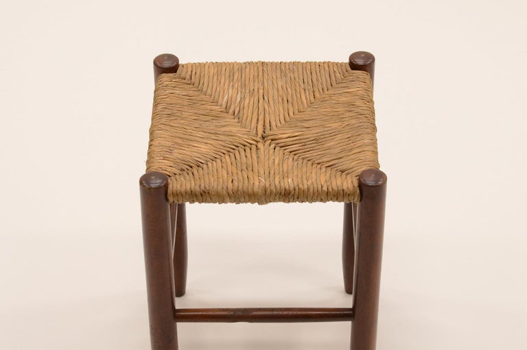 Set of 3 Brutalist Rush Stools, French 70s For Sale at 1stDibs